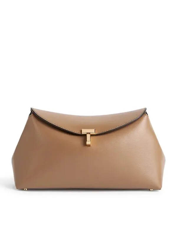 TOTEME T-lock Leather Clutch - Brown