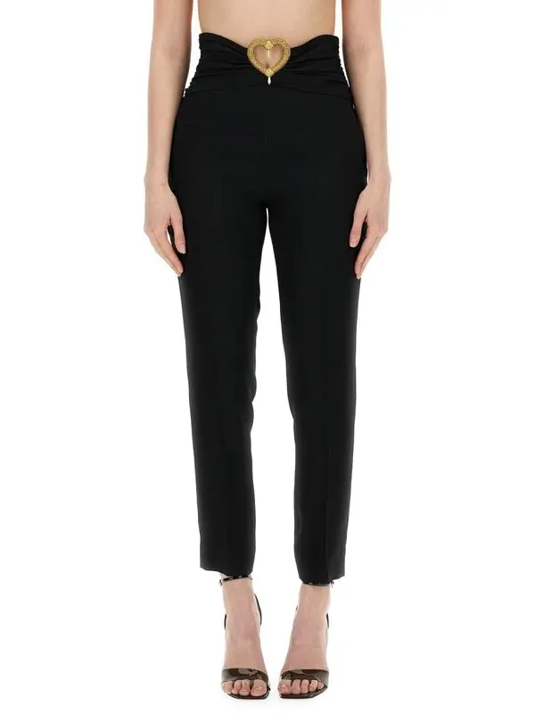 Moschino Slim Fit Trousers With Heart Application - Black
