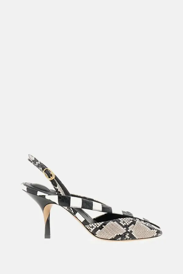 Jacquemus Python-print Patchwork Slingback Pumps - Multicolor