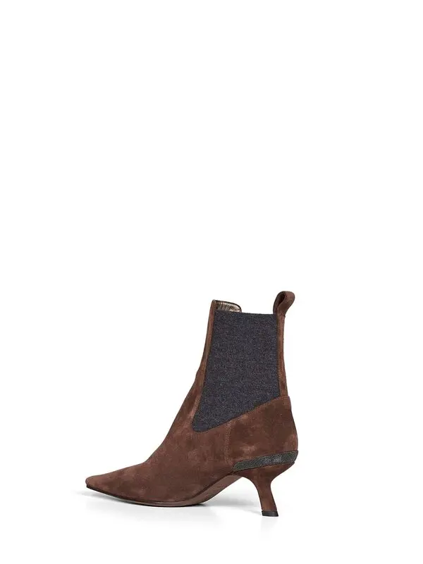 Brunello Cucinelli Suede Heeled Ankle Boots - Multicolor