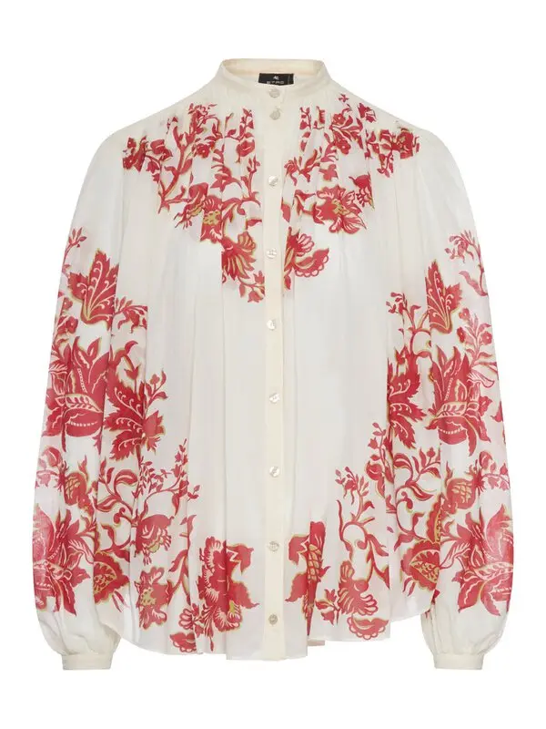 Etro Cotton Voile Blouse With Floral Print - Multicolor