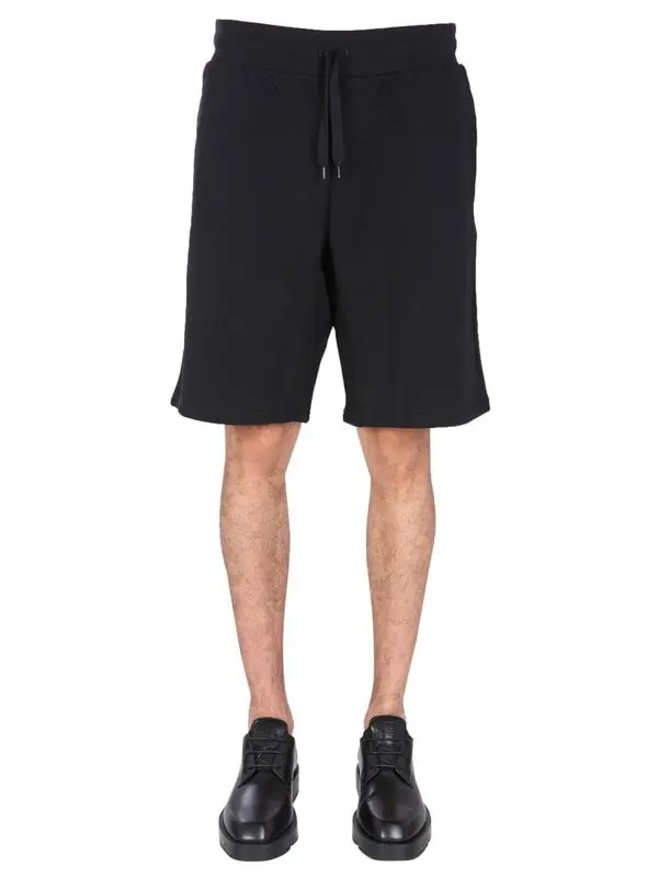 Moschino Bermuda With Logo Embroidered - Black