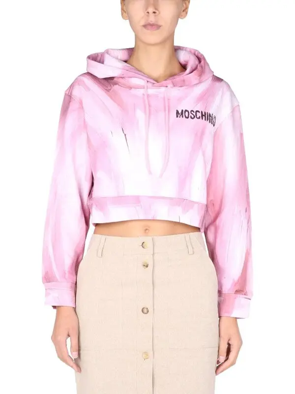 Moschino Art Theme Cropped Sweatshirt - Pink
