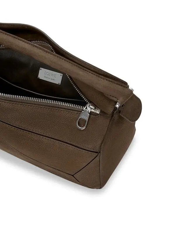 Loewe Featherlight Puzzle Small Bag In Garnet Nubuck - Multicolor