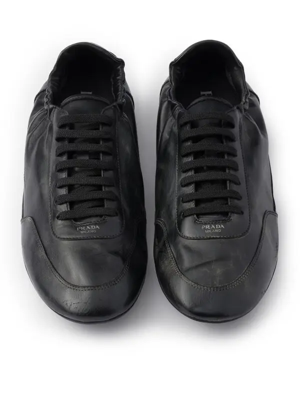 Prada Collapse Leather Sneakers - Black