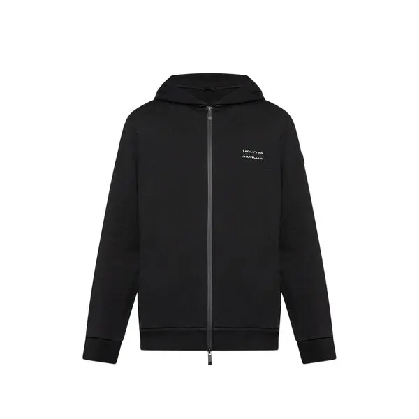 Moncler Cotton Logo Zip Hoodie - Black