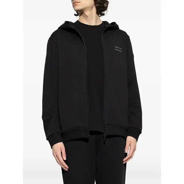 Moncler Cotton Logo Zip Hoodie - Black