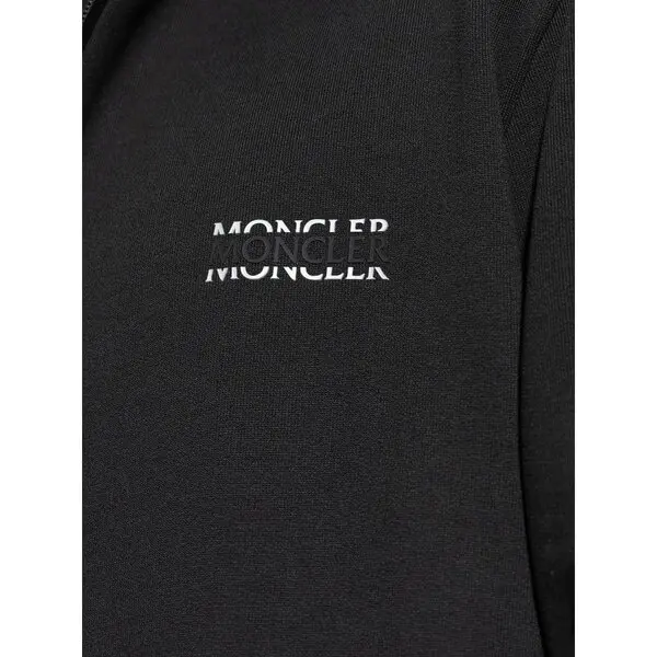Moncler Cotton Logo Zip Hoodie - Black