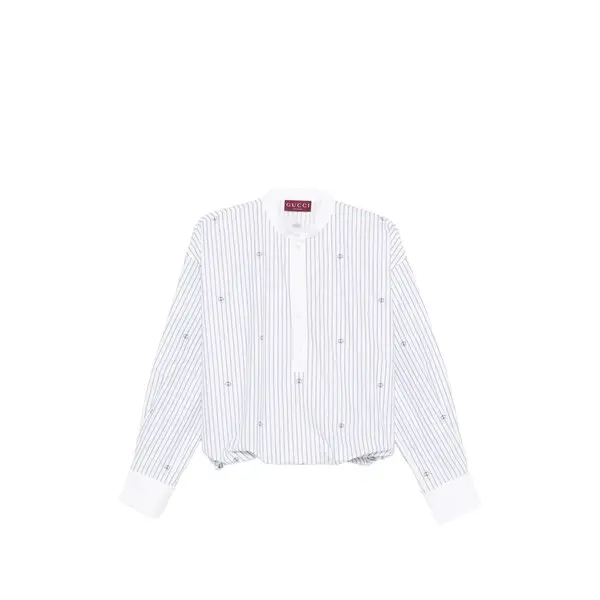 Gucci Striped Embroidered Blouse - White
