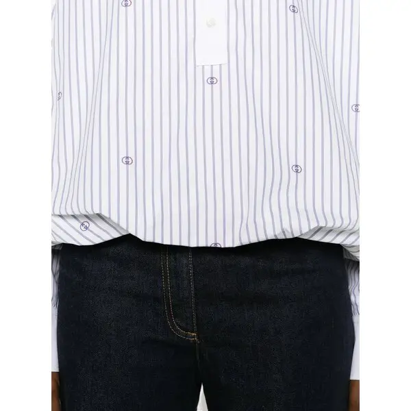 Gucci Striped Embroidered Blouse - White
