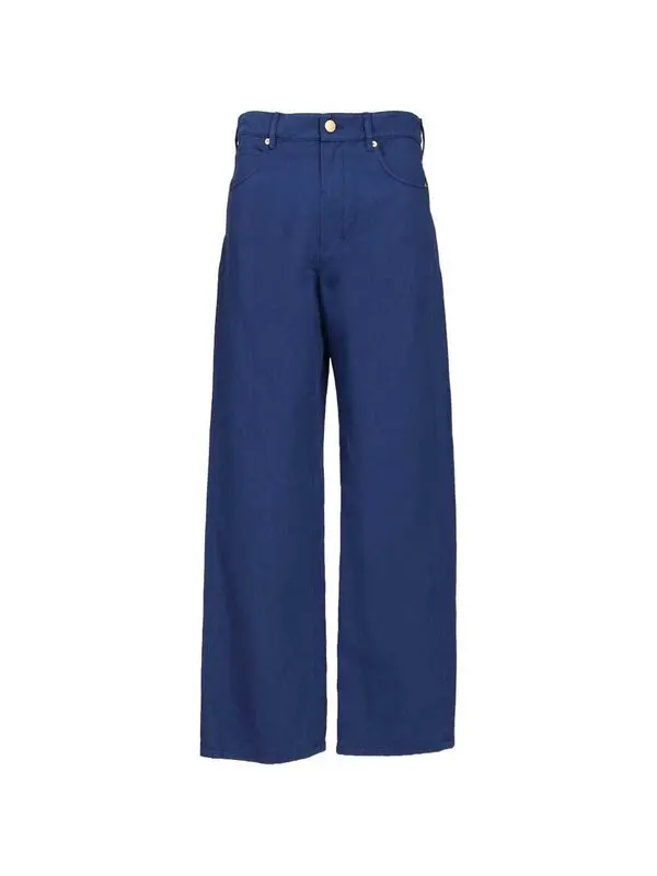 Max Mara Cotton And Linen Drill Trousers - Blue