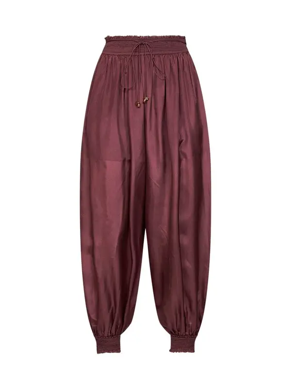 Zimmermann Merlot Silk Habotai Aster Harem Trousers - Multicolor