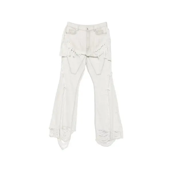 Rick Owens Denim Wide-leg Jeans - White
