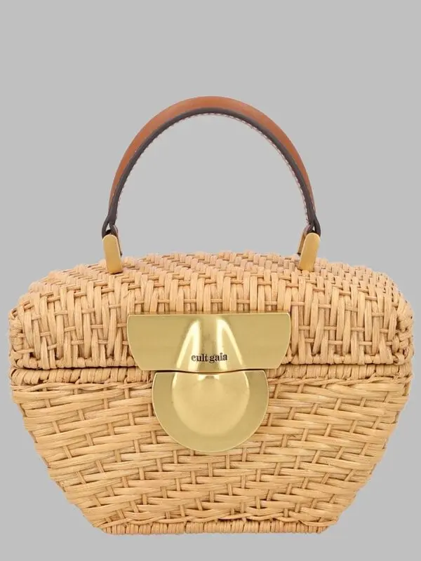 Cult Gaia Woven Rattan Top Handle Bag - Cream