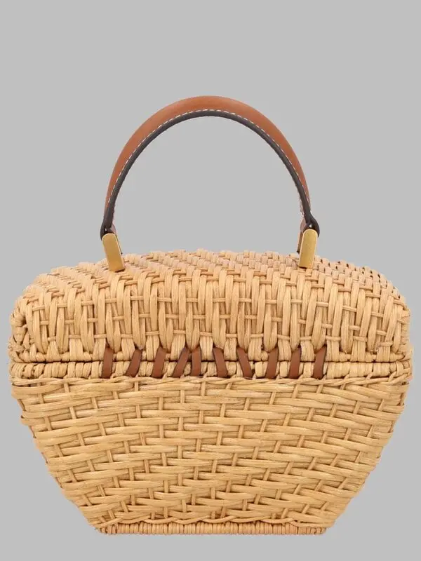 Cult Gaia Woven Rattan Top Handle Bag - Cream