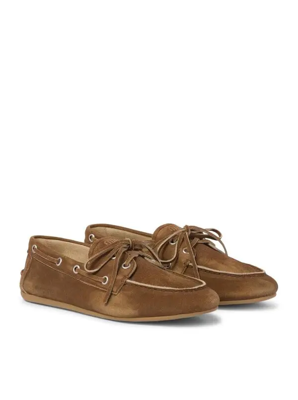 Miu Miu Unlined Loafers In Delave` Suede - Multicolor