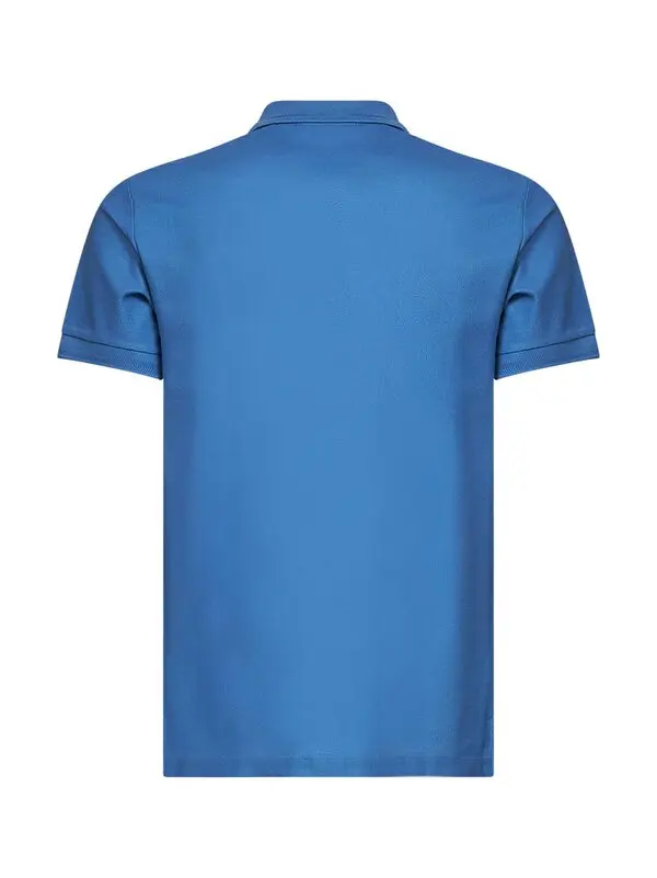 Burberry Pool Blue Cotton Pique Polo Shirt With Embroidered Ekd - Multicolor
