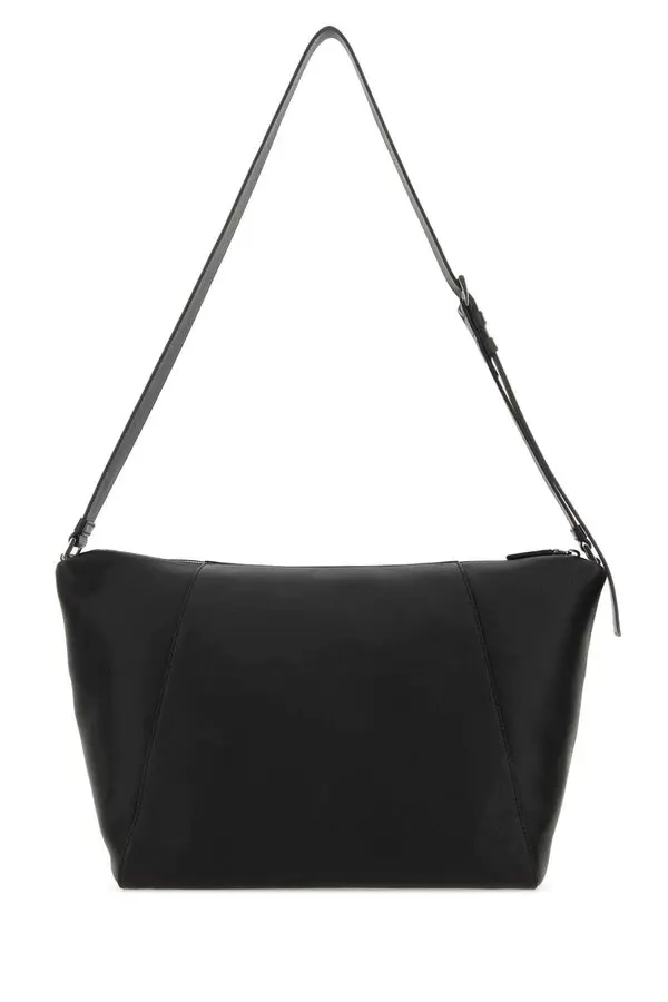 Prada Leather Crossbody Bag With Silver Metal Finishing - Black