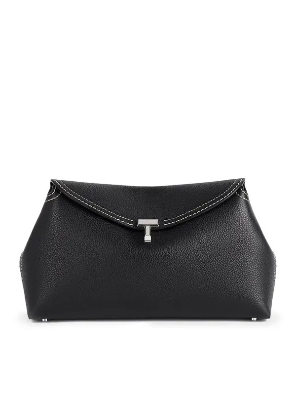 TOTEME T-lock Clutch Grain - Black
