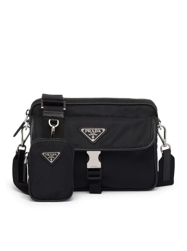Prada Shoulder Bag In Re-nylon And Saffiano - Black