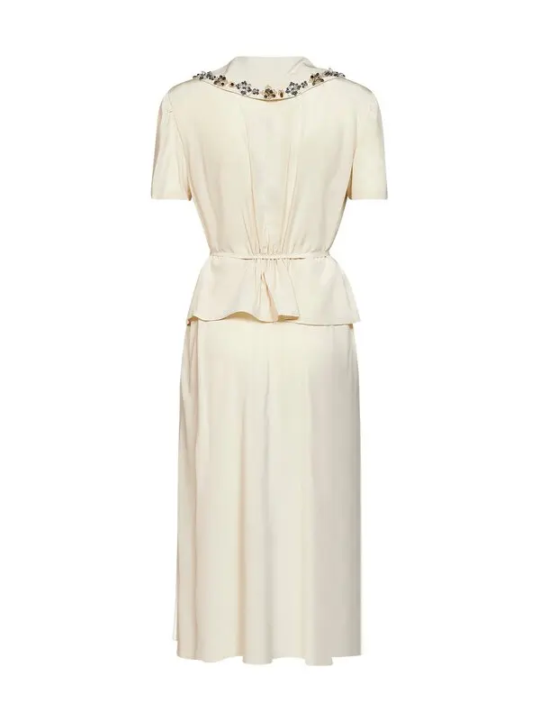 Prada Embroidered Silk Midi Dress - Multicolor