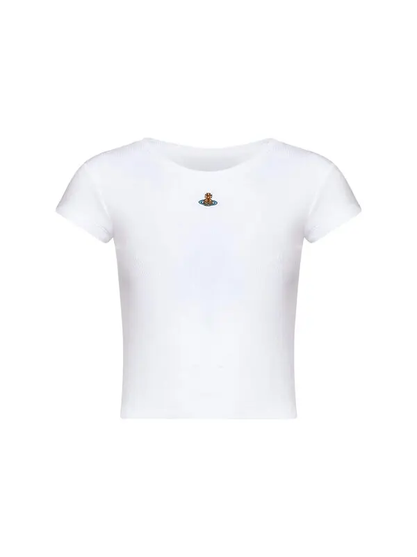 VIVIENNE WESTWOOD Ribbed Jersey Cropped T-shirt - Multicolor