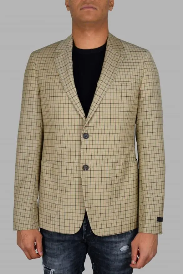 Prada Checkered Virgin Wool And Mohair Blend Blazer - Cream