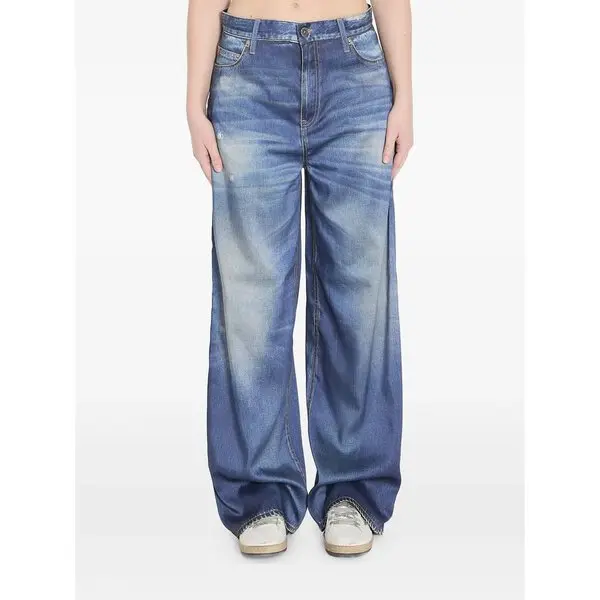 GOLDEN GOOSE Printed Palazzo Trousers - Blue