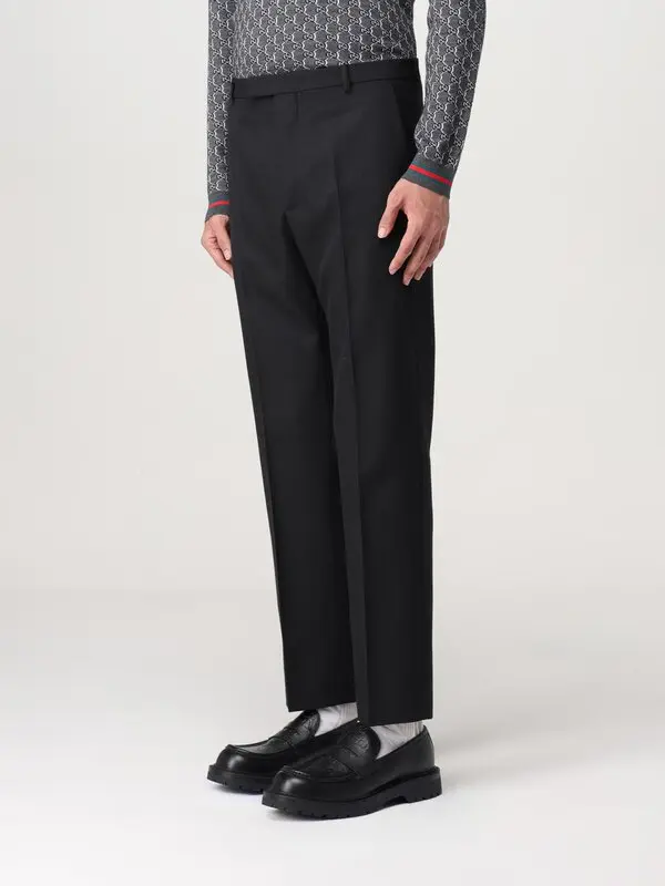 Gucci Slim Fit Wool Blend Tailored Trousers - Black