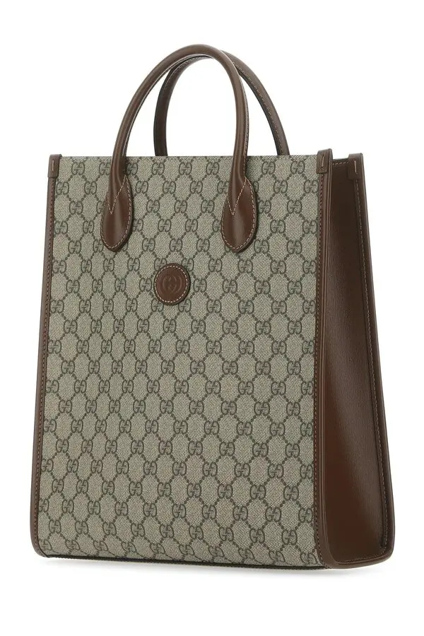 Gucci Gg Supreme Fabric And Leather Handbag