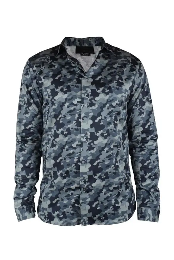 Philipp Plein Ls Camouflage Shirt - Gray