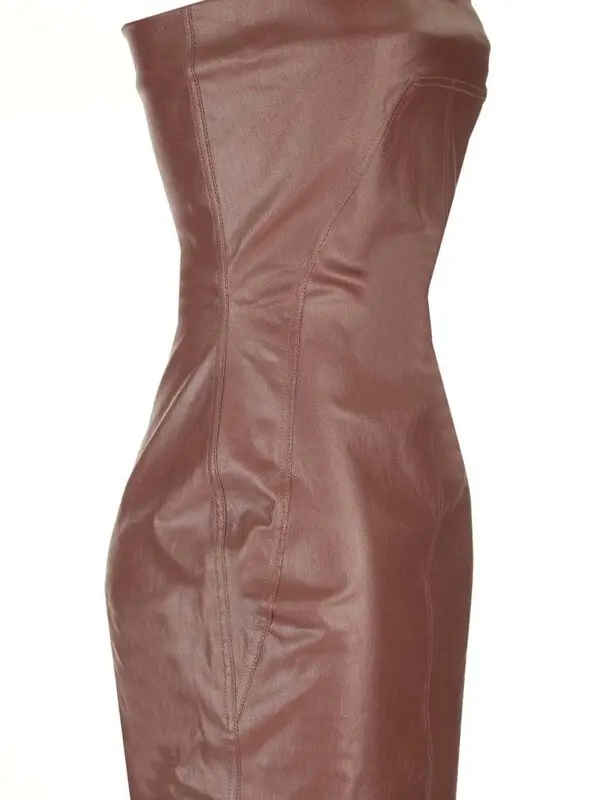 Rick Owens Long Coated Denim Bustier Dress - Brown