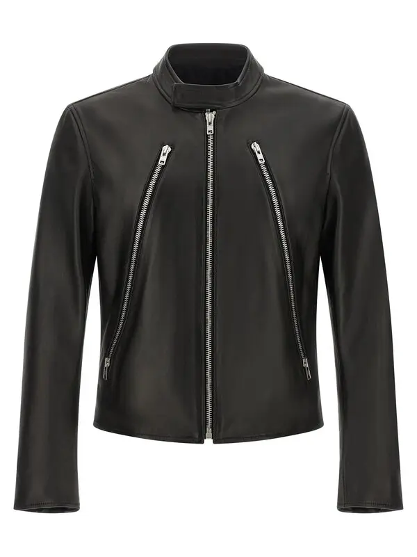MAISON MARGIELA 5-zip' Leather Jacket - Black