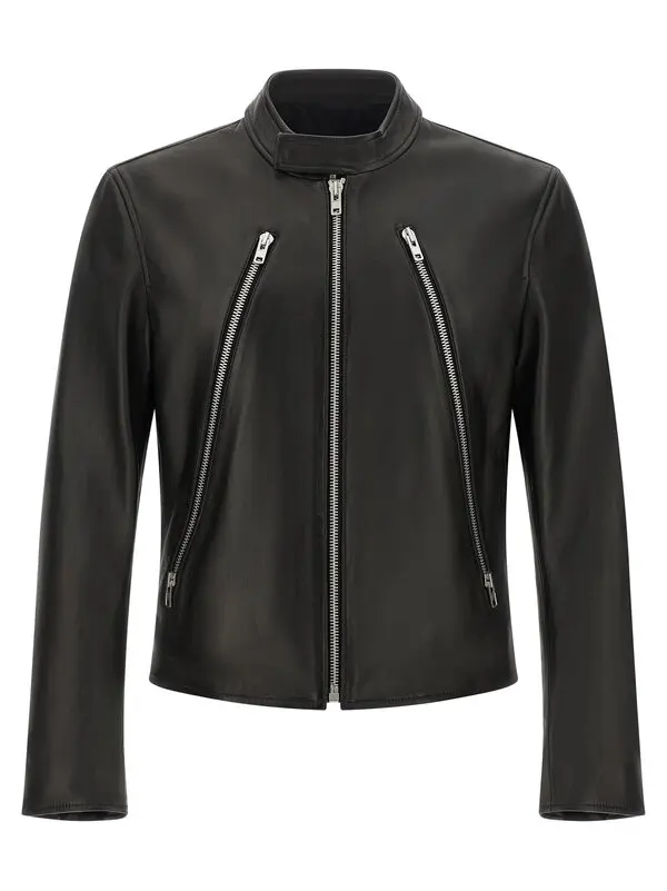MAISON MARGIELA 5-zip Leather Jacket - Black