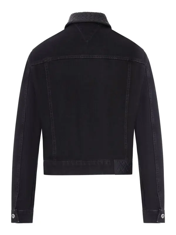 Bottega Veneta Denim Jacket With Braided Leather Collar