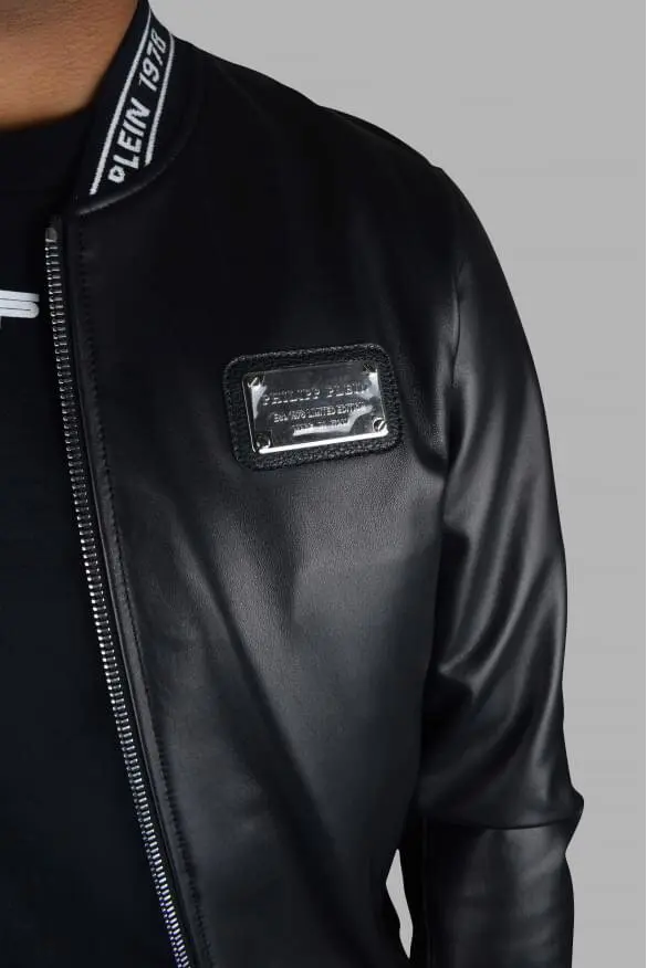 Philipp Plein Leather Bomber Jacket