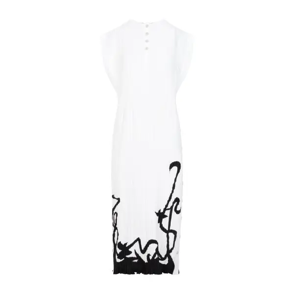 LANVIN Sleeveless Pleated Midi Dress - White