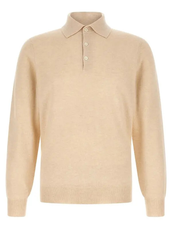 Brunello Cucinelli Cashmere Knit Polo Shirt - Cream