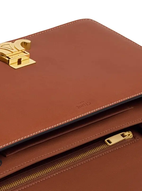 Celine Medium Triomphe Folio Bag In Calfskin - Tan