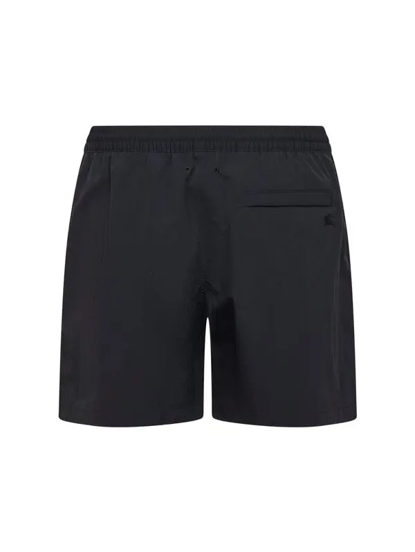 Burberry Black Nylon Swim Shorts With Check Trims