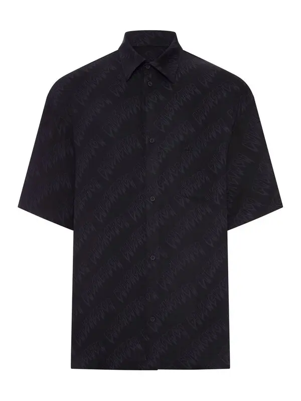 Balenciaga Fluid Viscose Shirt With Allover Logo