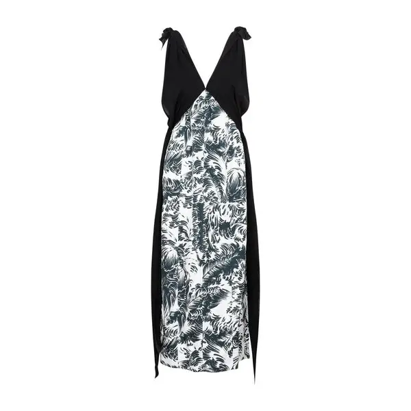 Bottega Veneta Printed Silk Long Dress - Black