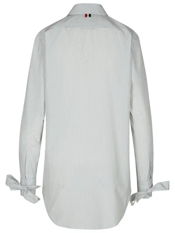 Thom Browne Long Shirt In Grey Silk Blend - Gray