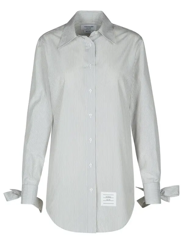 Thom Browne Long Silk Blend Shirt - Gray