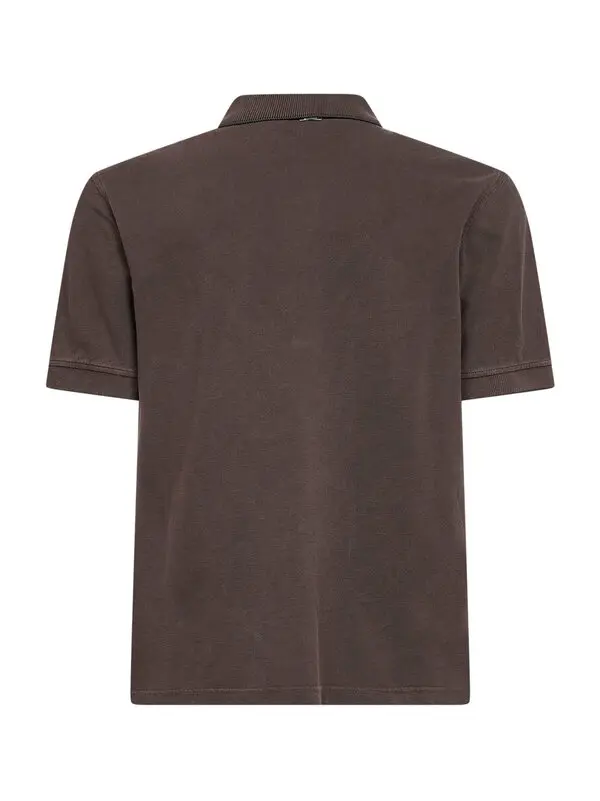 Herno Dark Brown Cotton Pique Logo Polo Shirt