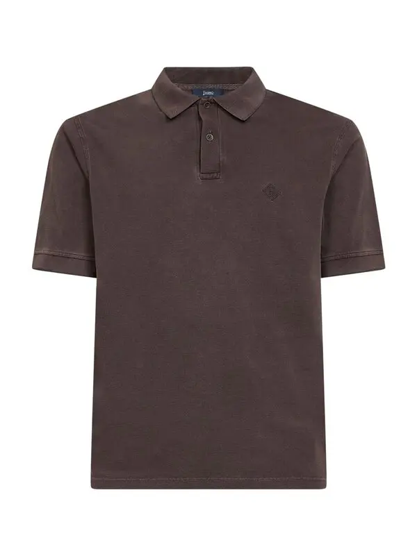 Herno Dark Brown Cotton Pique Logo Polo Shirt - Multicolor