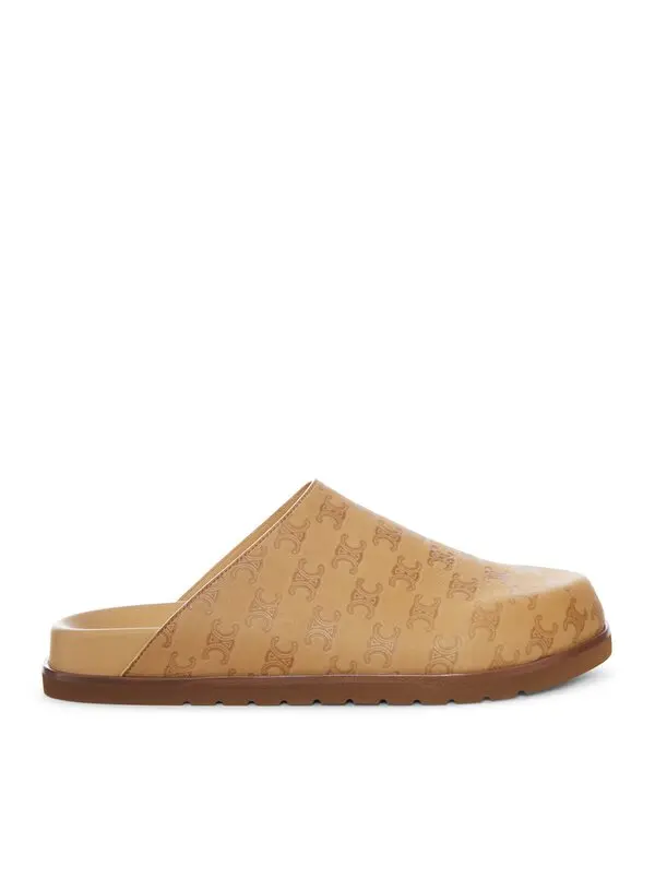 Celine Leather Clogs With Monogram Pattern