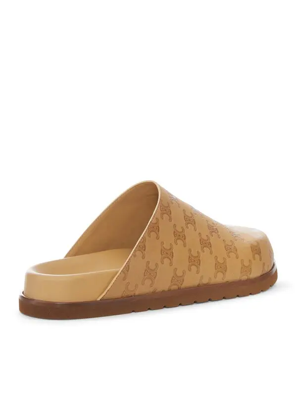 Celine Leather Clogs With Monogram Pattern