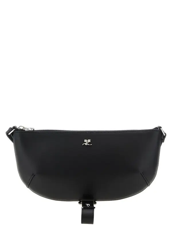 COURREGES Holy Eclipse Leather Shoulder Bag - Black