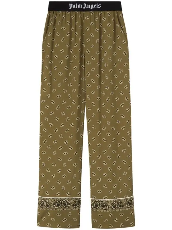 Palm Angels Straight Paisley Print Pants - Green